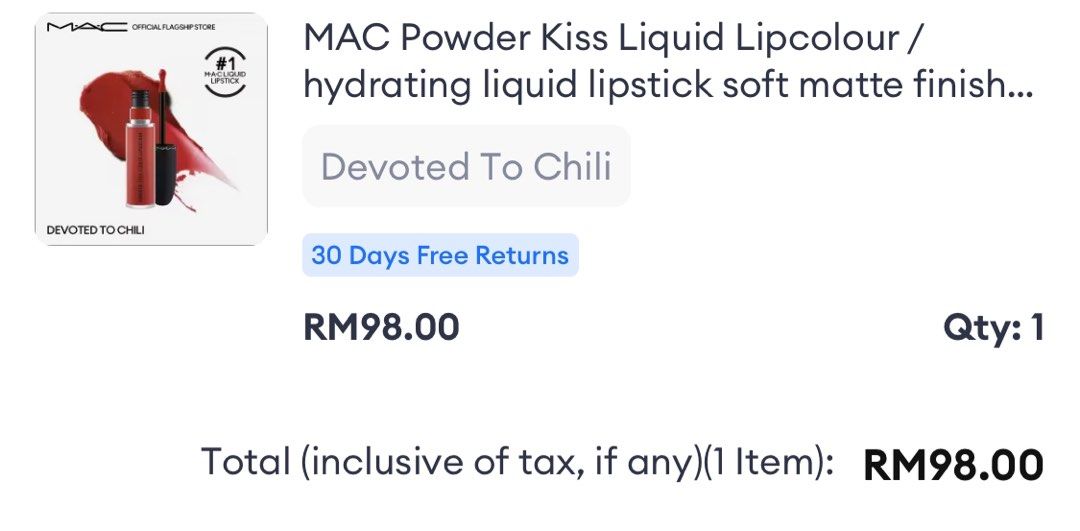 MAC Devoted to Chili Powder Kiss liquid lip color, Beauty & Personal ...