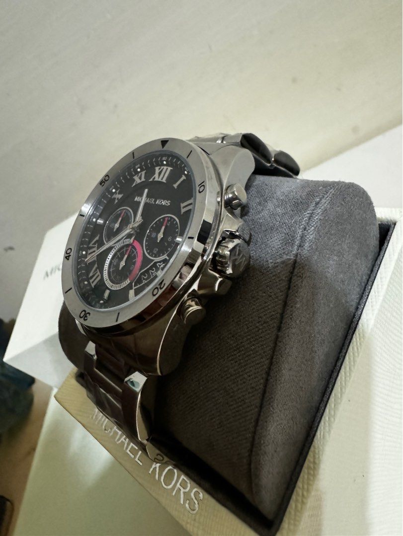 MICHAEL KORS 黑色錶盤 鋼帶 三眼 手錶 MK8438, 他的時尚, 手錶及配件, 手錶在旋轉拍賣