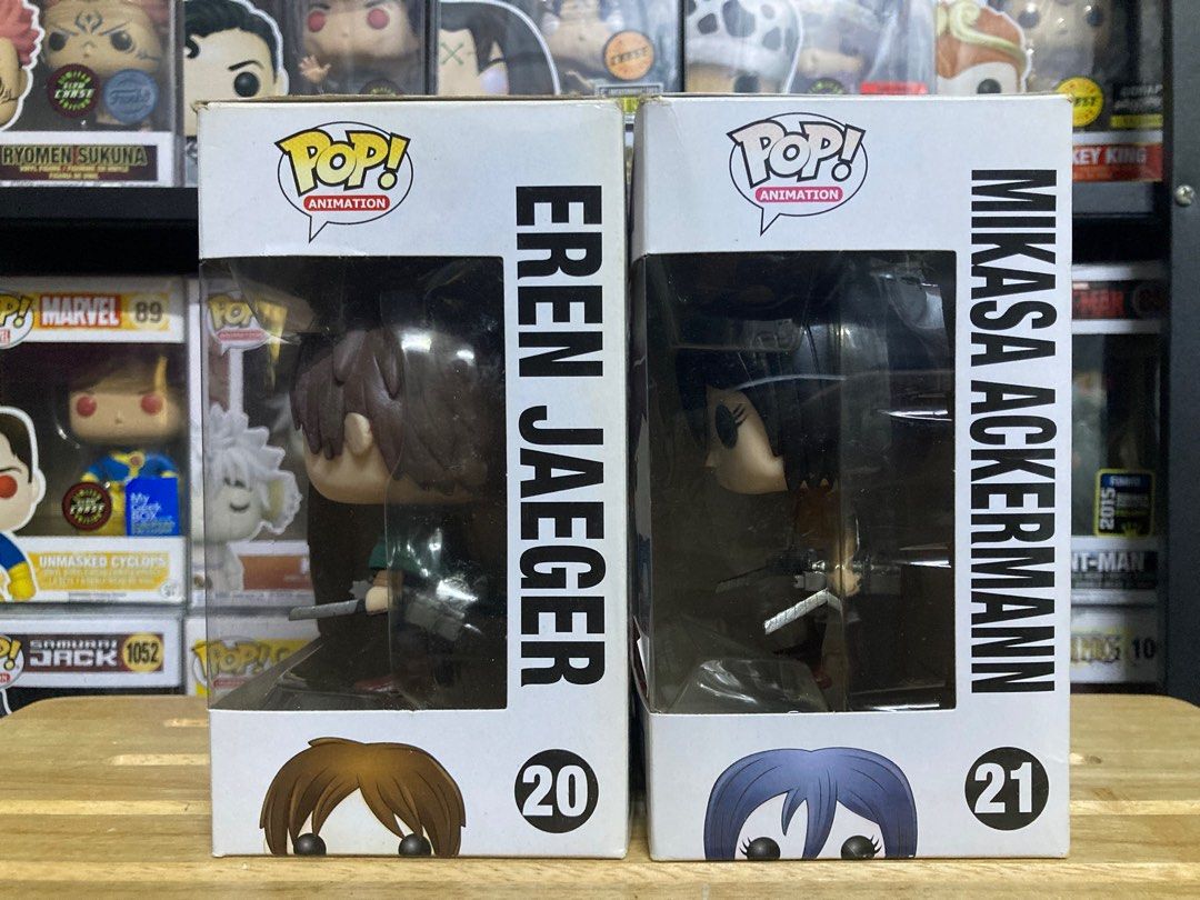 OG Attack on Titan Eren Jaeger & Mikasa Ackerman Set of 2 Funko Pops ...
