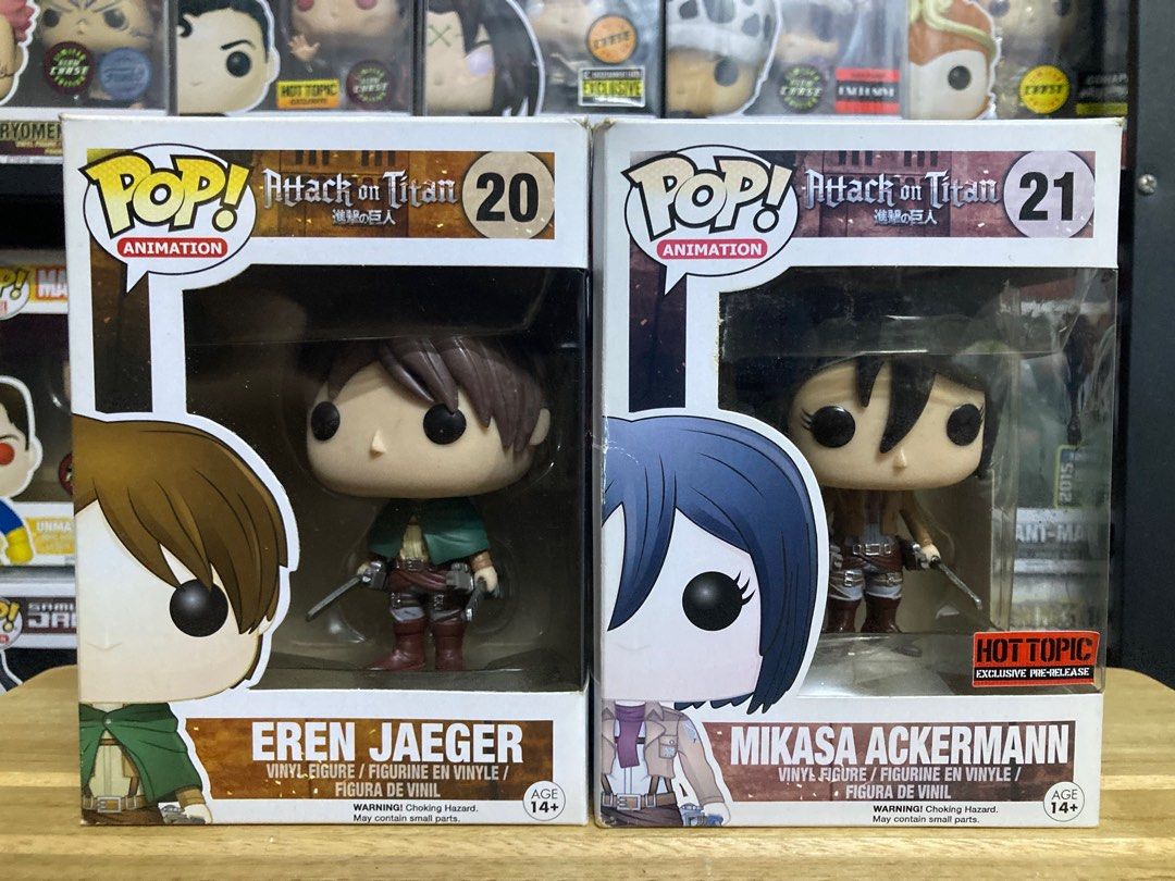 OG Attack on Titan Eren Jaeger & Mikasa Ackerman Set of 2 Funko Pops ...