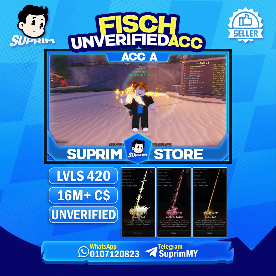 Roblox Fisch Account Unverified, Video Gaming, Gaming Accessories, Game ...