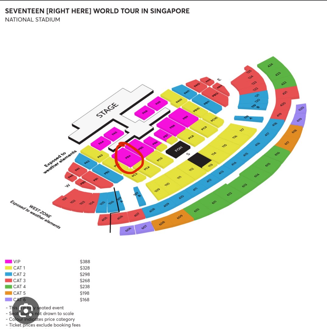 SEVENTEEN SINGAPORE CONCERT SEVENTEEN RIGHT HERE 1.25 VIP PB4 first row ...