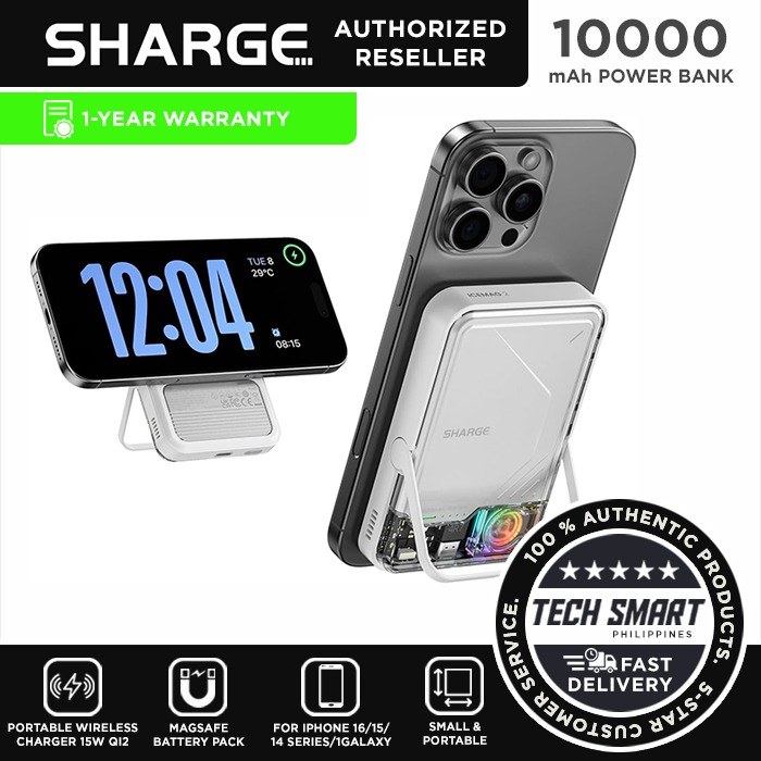 SHARGE ICEMAG 2 MagSafe Power Bank, 15W Qi2 Magnetic Portable Charger ...