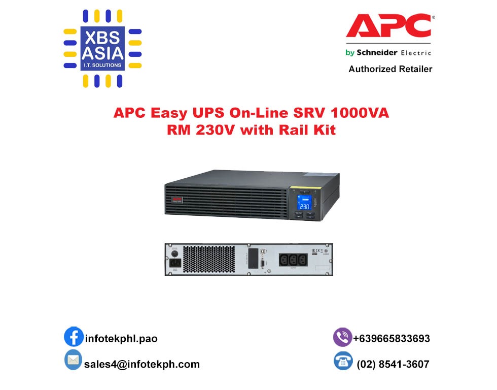 SRV1KRIRK APC Easy UPS On-Line SRV 1000VA RM 230V with Rail Kit ...