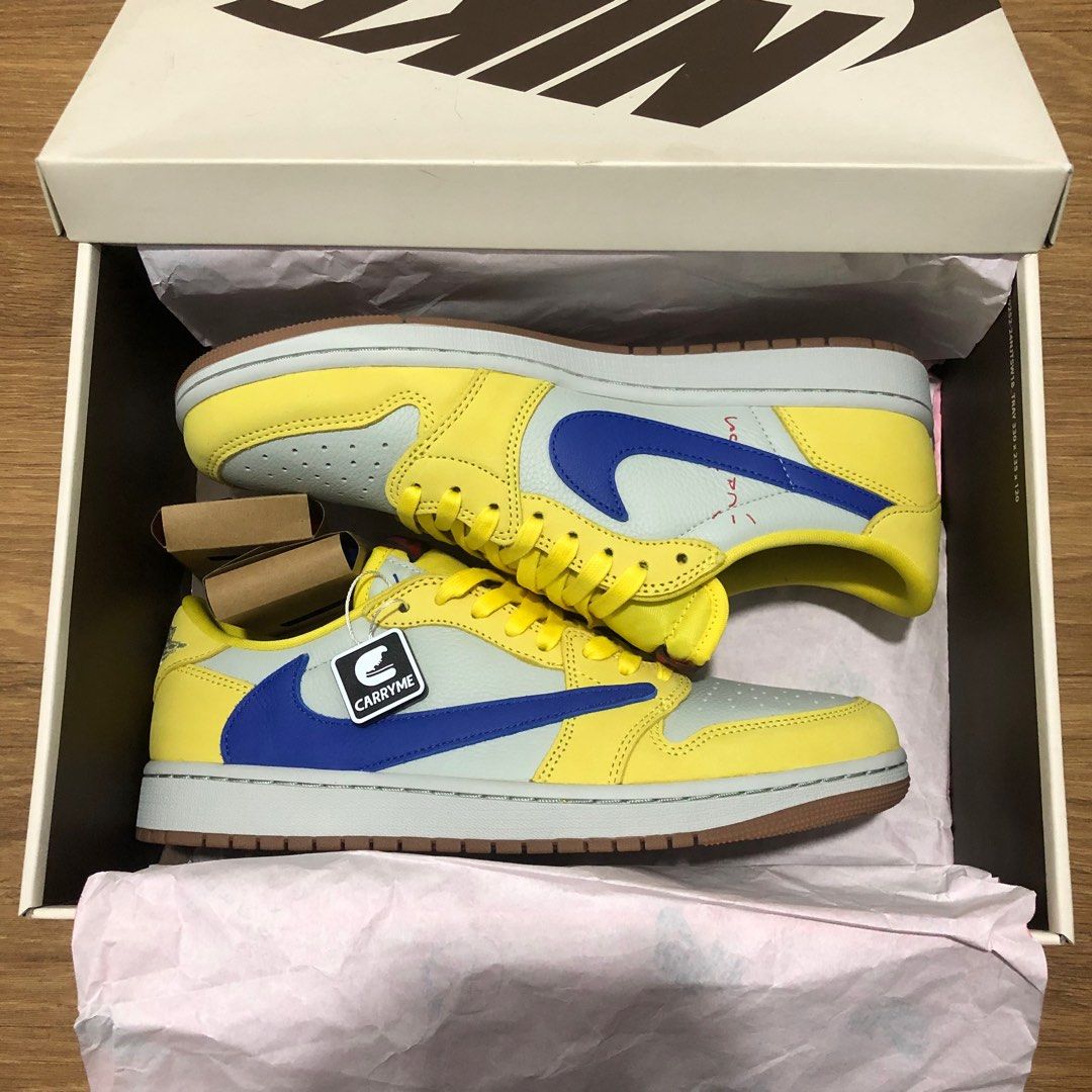 Travis Scott Canary, Men's Fashion, Footwear, Sneakers on Carousell