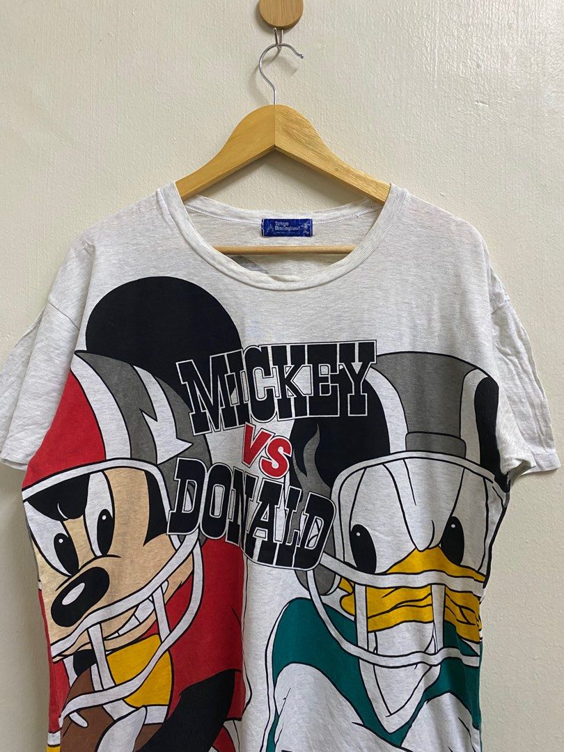 Vintage Overprint Mirror Disney Rugby Mickey Vs Donald Duck Shirt, Men ...
