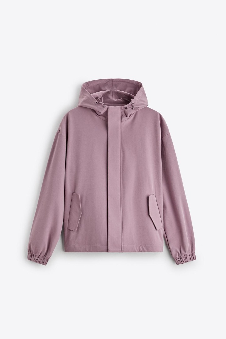 ZARA Raspberry Hooded Technical Jacket, Men's Fashion, Coats, Jackets ...