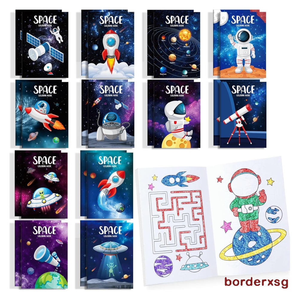 24 Pcs Outer Space Themed Mini Coloring Books Party Favors Alien Small ...