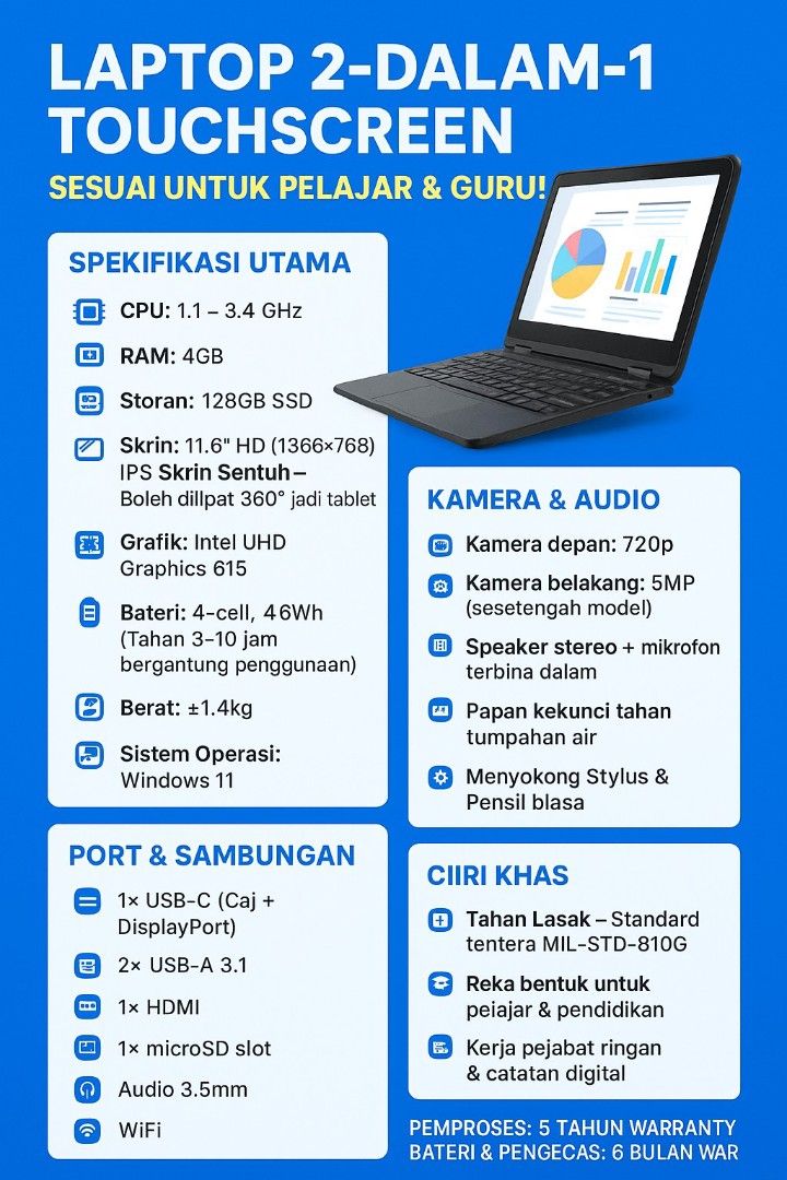2-in-1 Touchscreen Laptop Windows 11, Computers & Tech, Laptops ...