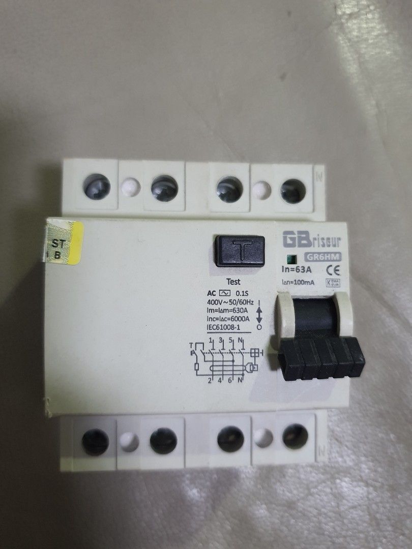 4-Pole RCCB/ELC BGB risour GR6HM Residual Current Circuit Breaker (RCCB ...