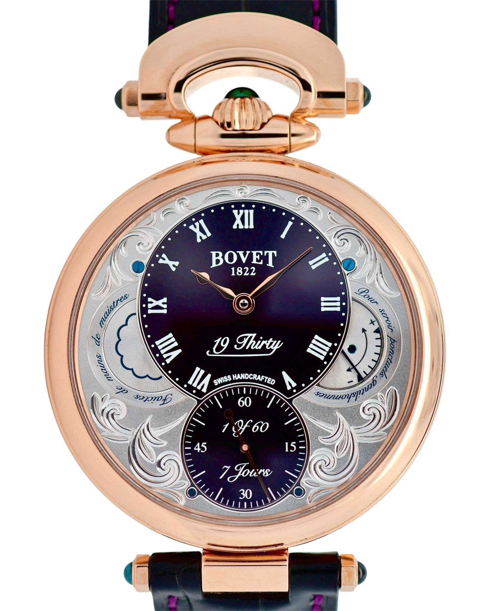 Bovet 19 Thirty Ivory Purple Guilloché Dial Rose Gold, NTR0086, Luxury ...