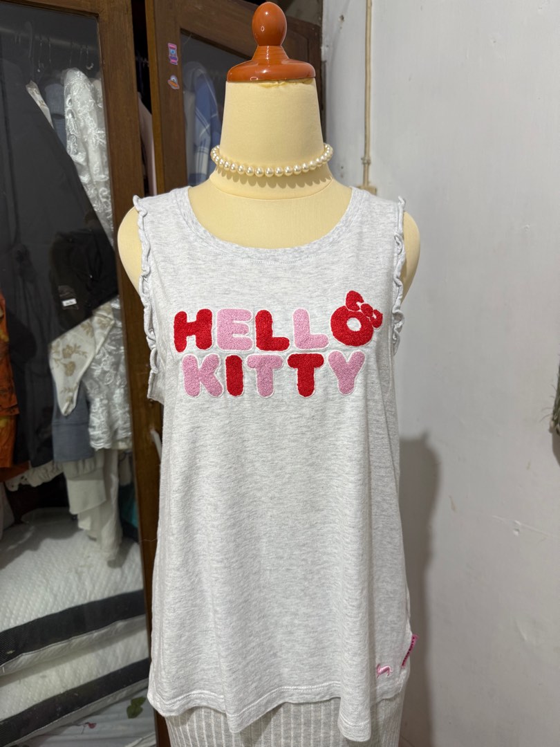 peter alexander hello kitty sanrio tank top bordir ruffle abu, Fesyen ...