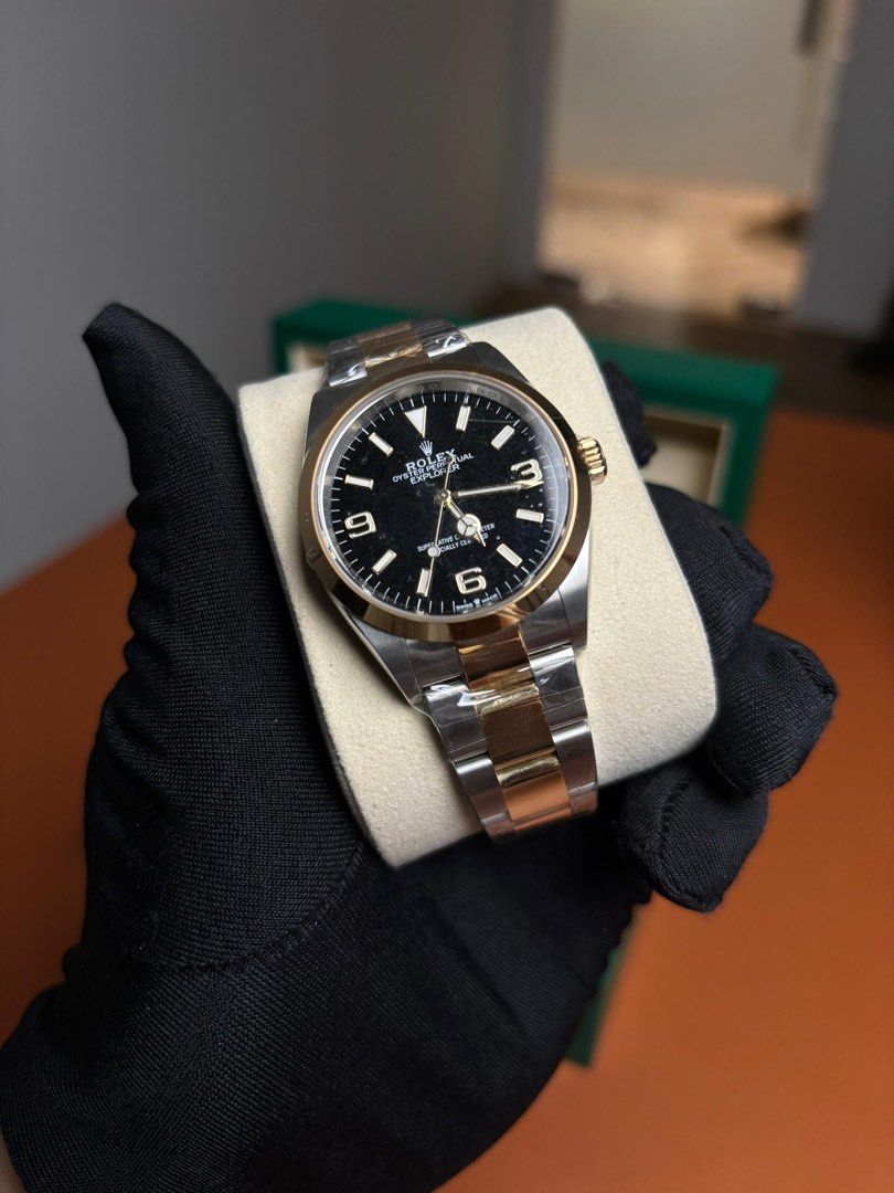 Rolex Explorer 36mm 124723 half gold 2022, Luxury, Watches on Carousell