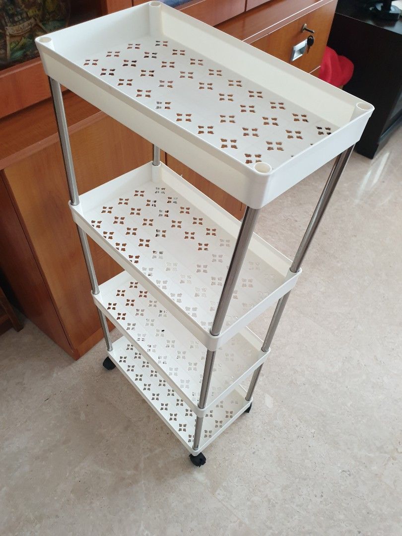 x2 Rolling cart storage rack shelf with wheels shelving utility cart ...