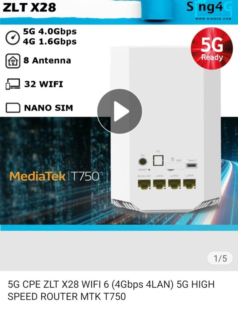 ZLT X28 5G CPE WiFi 6 Router Sim Card Router, Computers & Tech, Parts ...