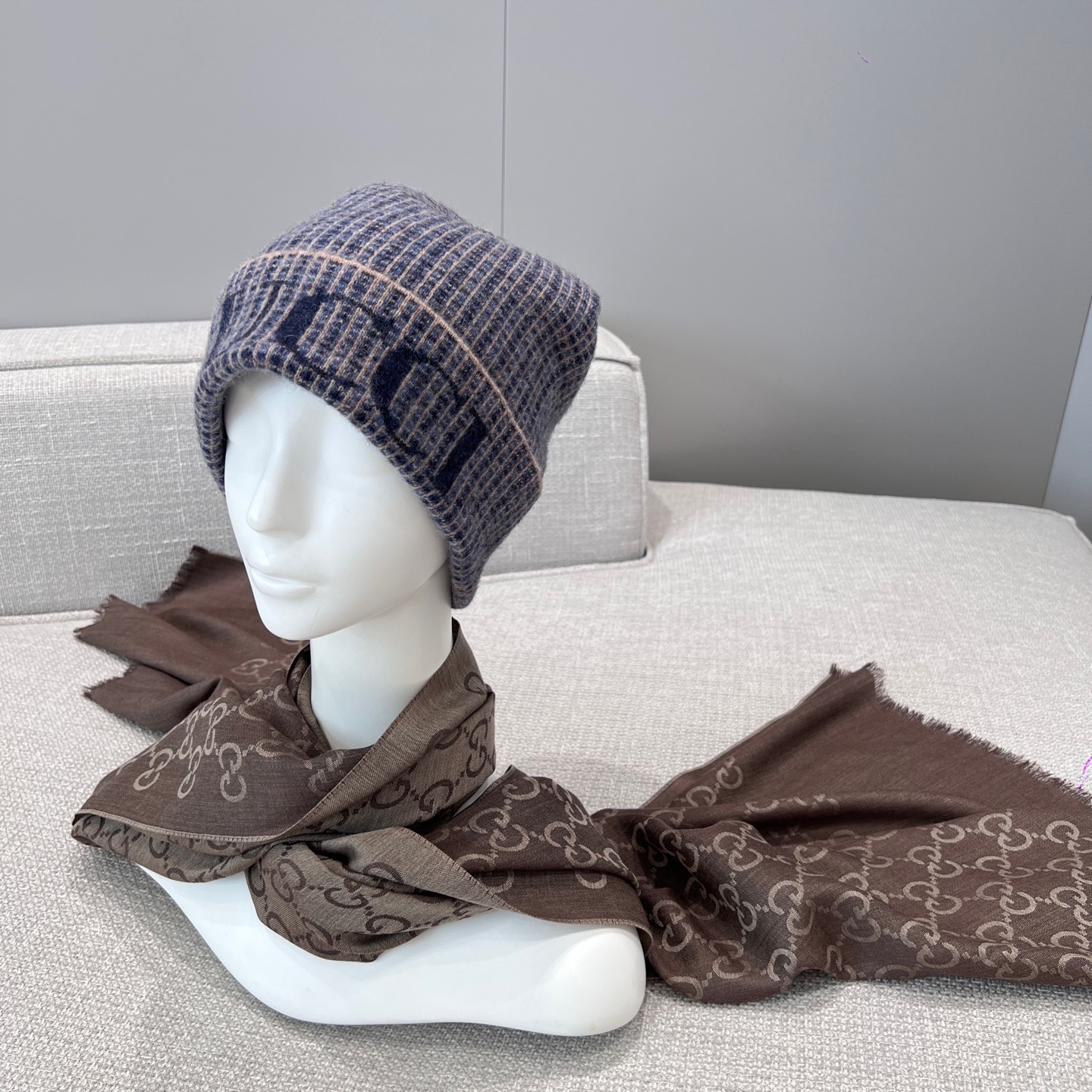 Authentic 𝐆𝐮𝐜𝐜𝐢 long scarf maillard color, Luxury, Accessories on Carousell