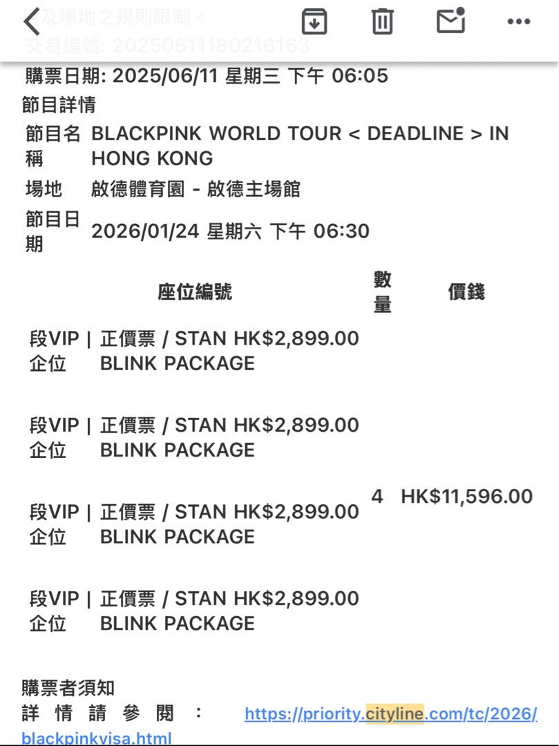 BLACKPINK WORLD TOUR in Hong Kong - VIP Blink Package, 門票＆禮券, 活動門票 ...