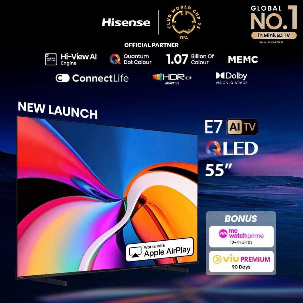Brand new Hisense E7Q 55 inch QLED MAX 4K AI TV | Quantum Dot | Eye Shielding | Dolby Vision ...