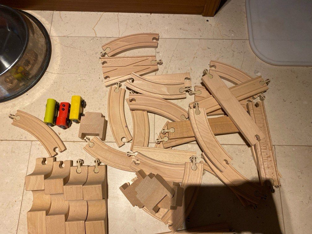 IKEA WOODEN TRAIN SET! (Many attachable pieces to connect the blocks ...