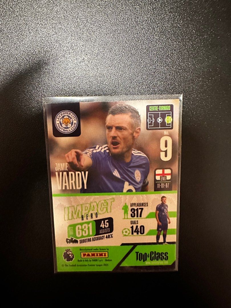 Panini Top Class Jamie Vardy Impact Hero Card, Hobbies & Toys, Toys ...