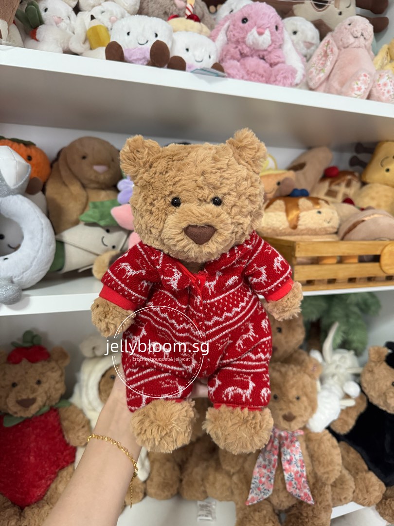 Authentic Jellycat Bartholomew Bear Winter Pyjamas, Hobbies & Toys ...