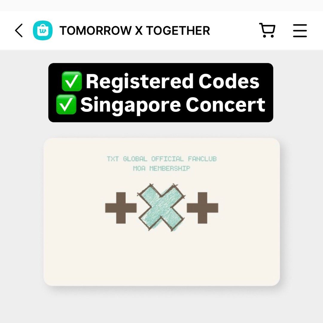 🇸🇬Weverse Codes TXT Tomorrow X Together Presale MOA Fanclub Membership ...