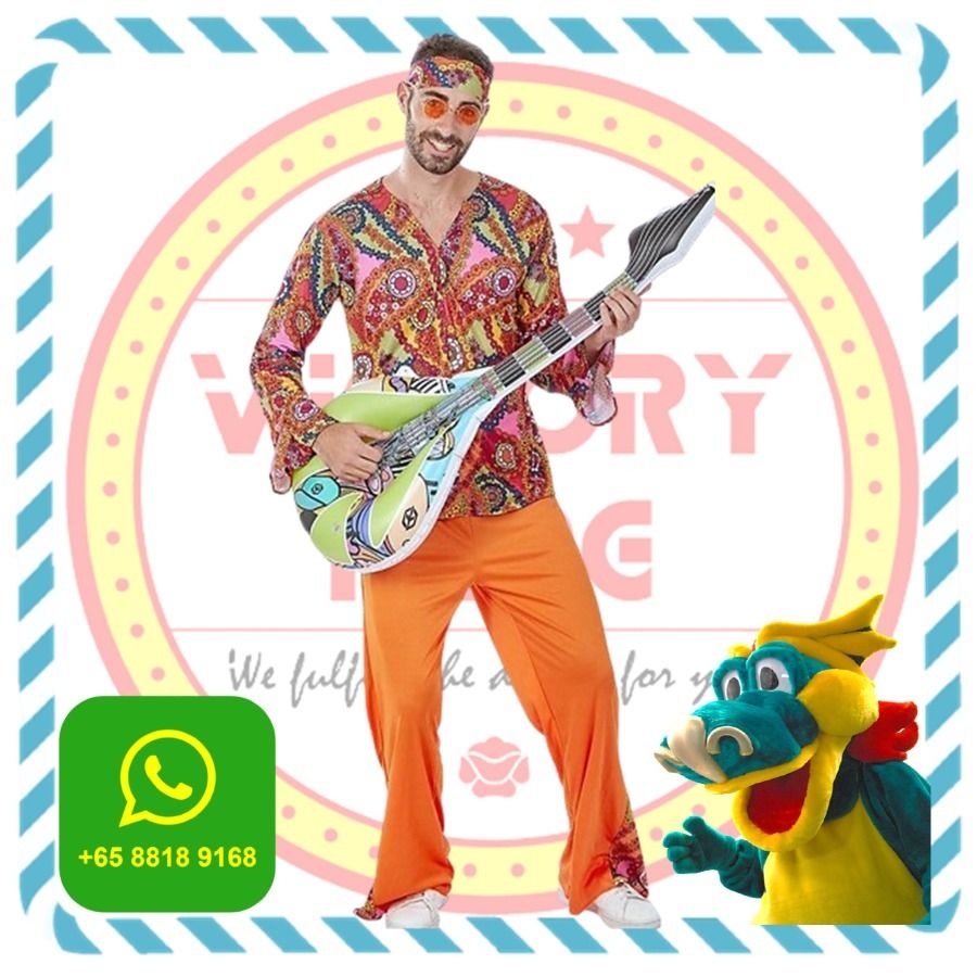 🍊 Retro 03 – Orange Hippie Men’s Costume – Bright & Groovy!, Hobbies ...