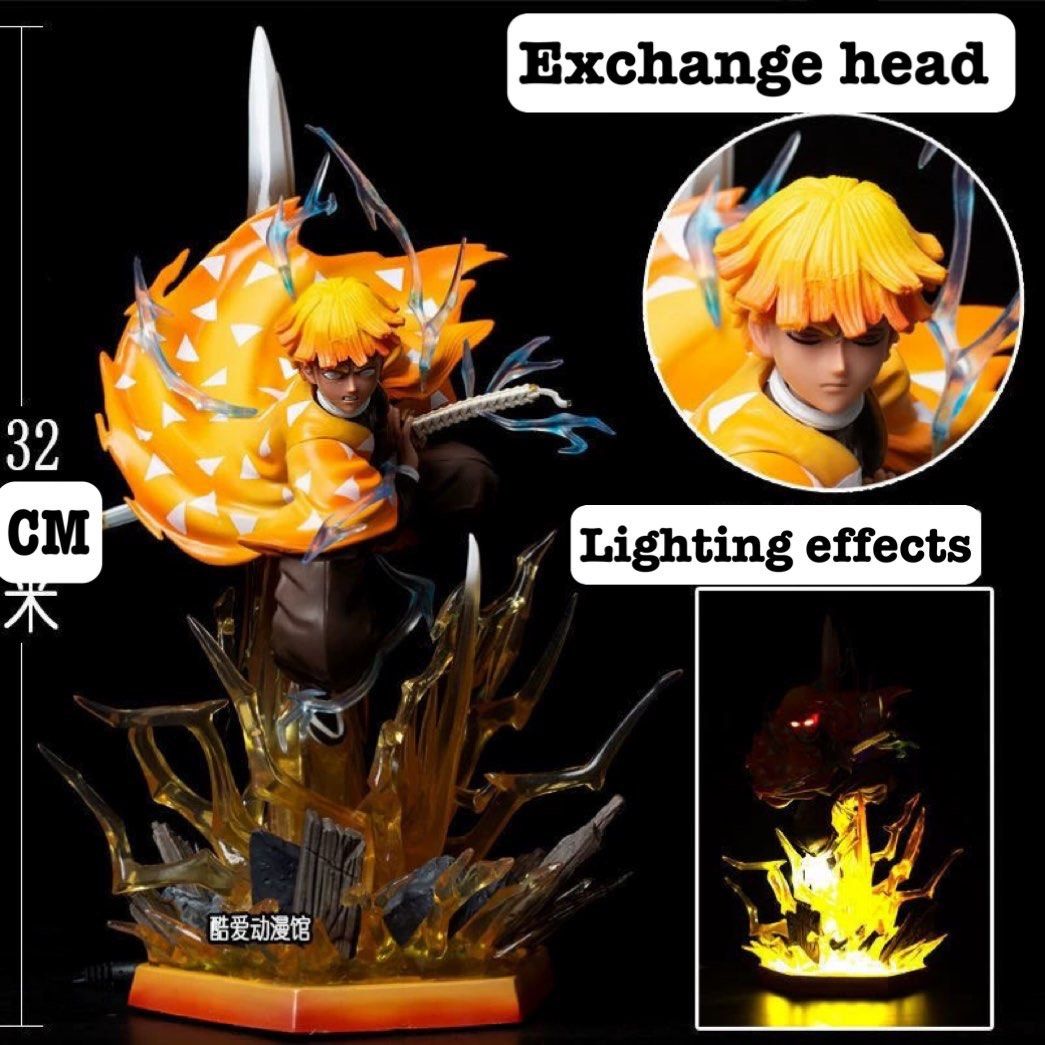 Demon Slayer Zenitsu Dual-Head GK Figure | LED Light Statue | Kimetsu ...