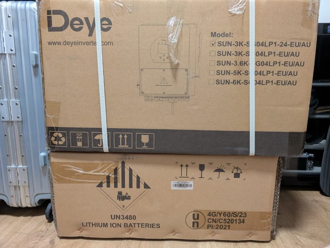 Deye 3kW Solar Inverter (SUN-3K-SG04LP1) with 5 kWh (48V 100ah) Lithium Battery, TV & Home ...