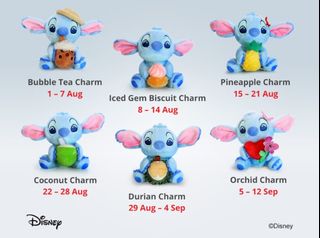 OCBC Stitch Plushie - Durian, Pineapple and Orchid, Hobbies & Toys ...