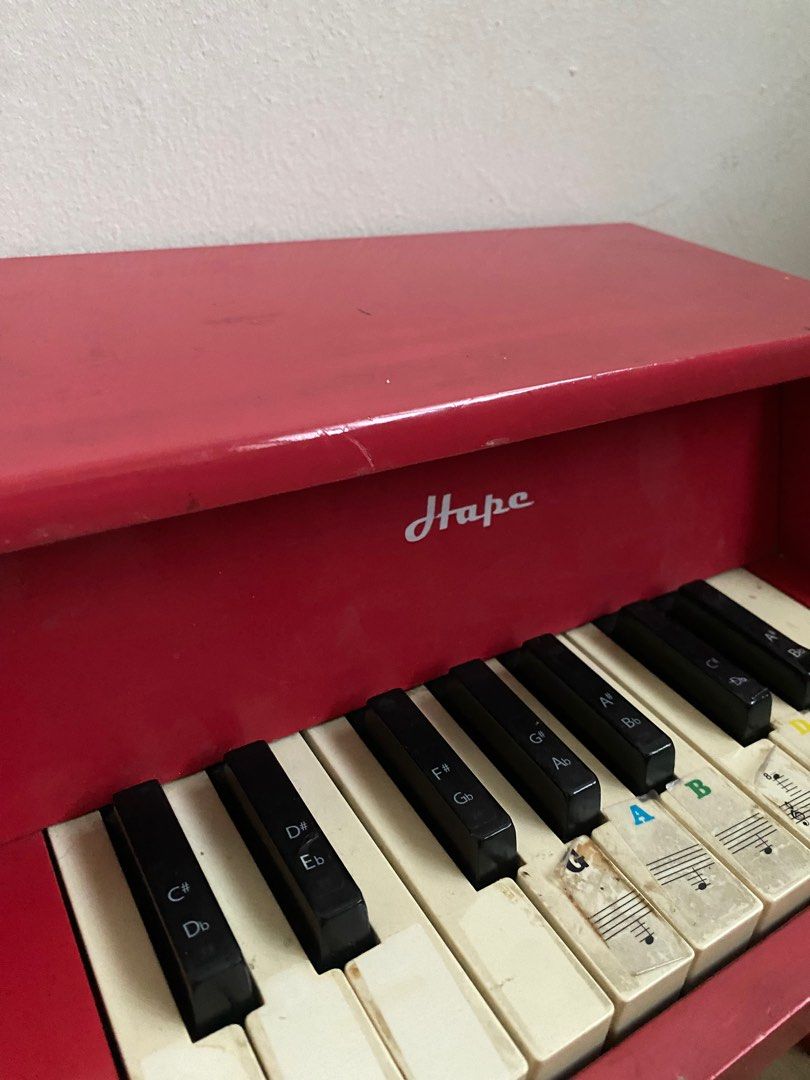 Hape Red Wooden Toy Piano | Kids | FOC mini xylophone and clackers ...