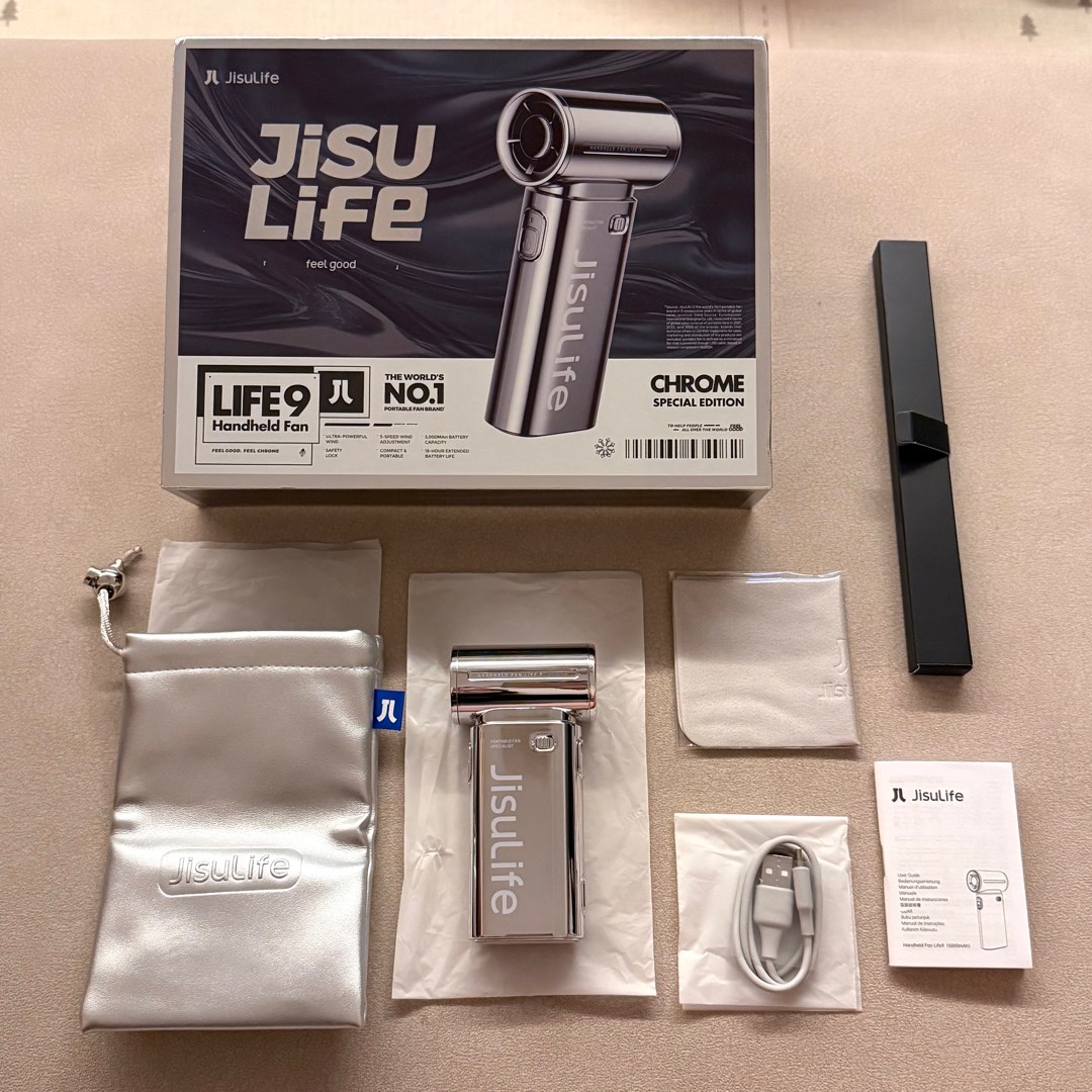 JisuLife Life 9 Handheld Fan Portable - Chrome Special Edition ...