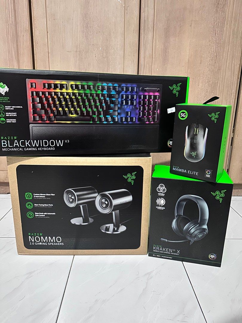 Office chair gaming chair and keyboard speaker 5 item only, Furniture ...