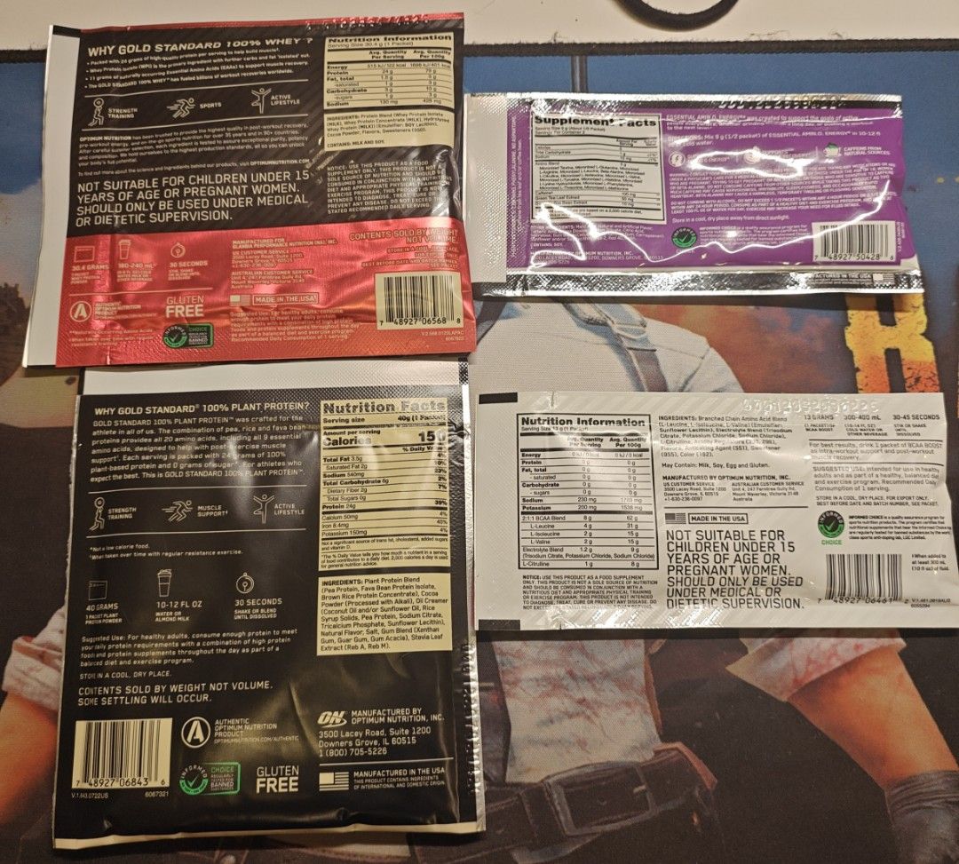 Optimum Nutrition Whey/Plant Protein & Amino Energy (EAA) BCAA Boost ...