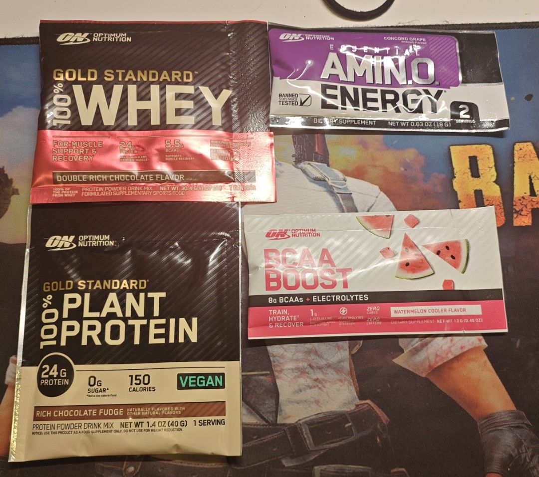 Optimum Nutrition Whey/Plant Protein & Amino Energy (EAA) BCAA Boost ...