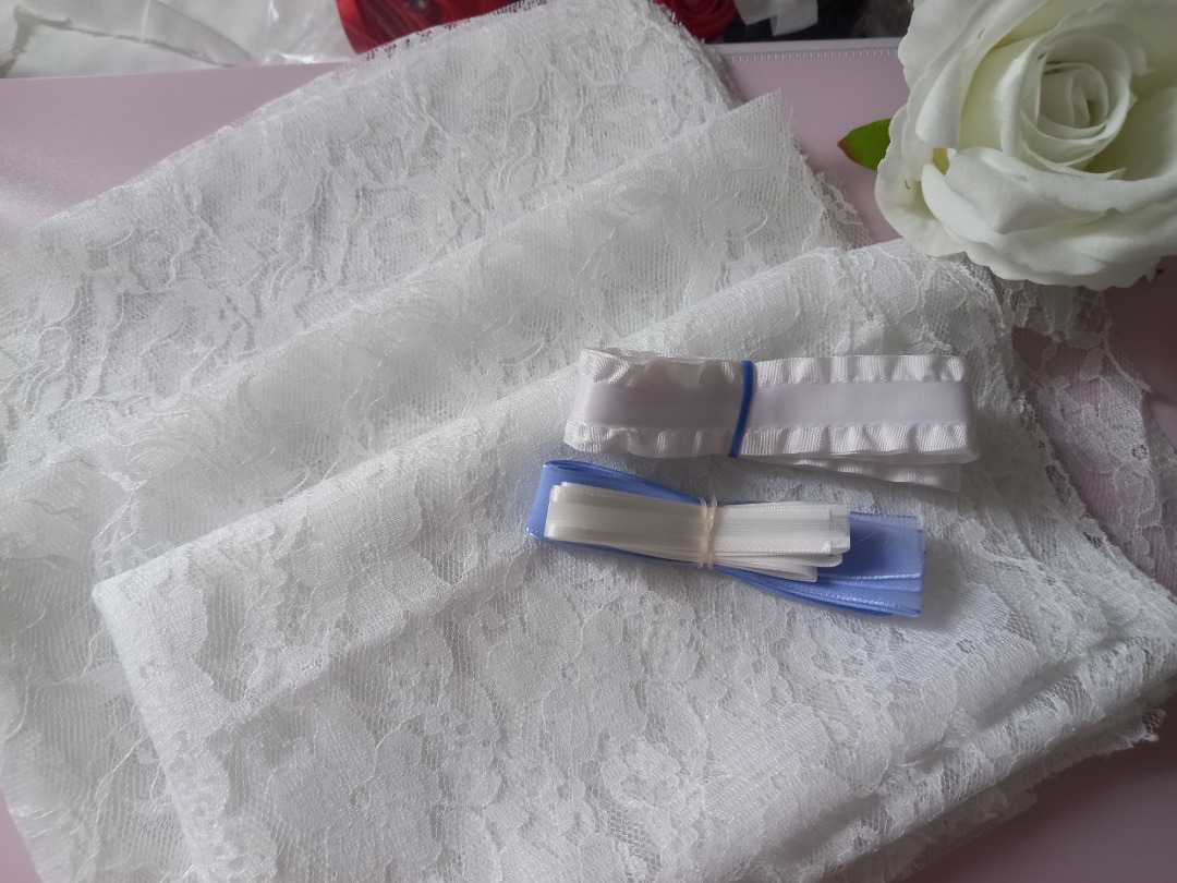 10/12 update ryosan pastel blue white lace ribbon, Hobbies & Toys ...