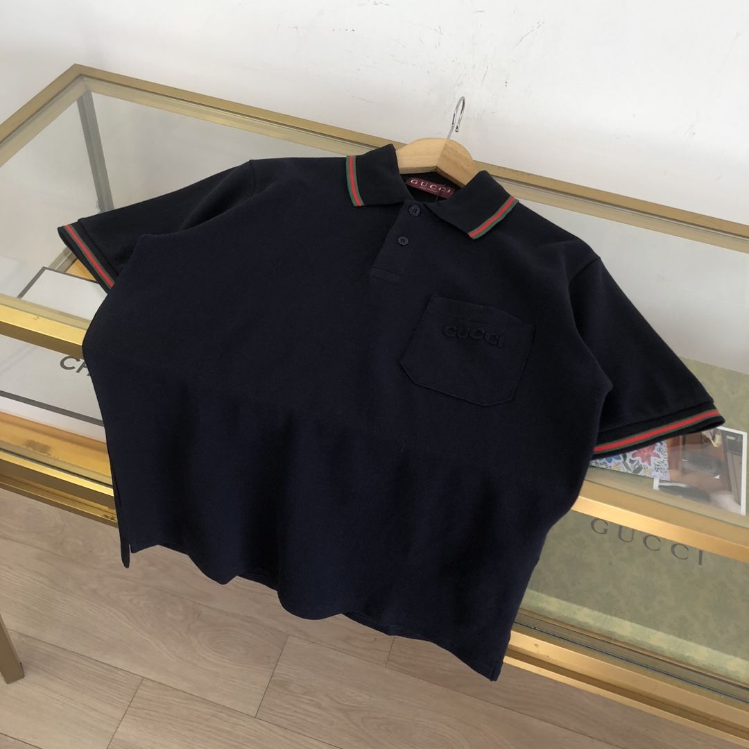 Authentic gucci polo shirt dark blue, Luxury, Apparel on Carousell