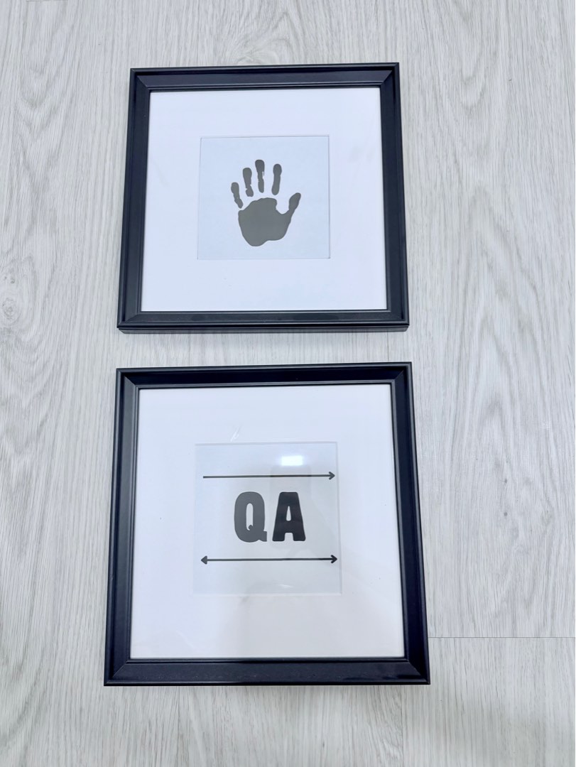 Black Square Picture Frames with Handprint and QA, Furniture & Home ...