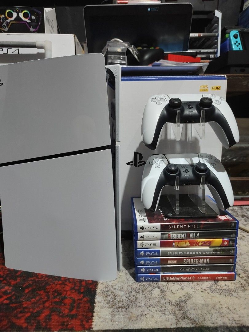 Ps5 Slim 1TB with 2 ds5 and Games, Video Gaming, Video Game Consoles ...