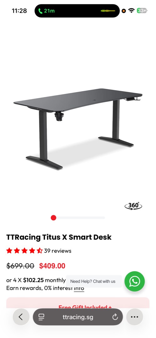 TT Racing Titus X Smart Desk - Black, Furniture & Home Living ...