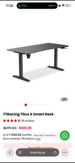 1.6m TTRacing Titus X Smart Desk, Furniture & Home Living, Furniture ...