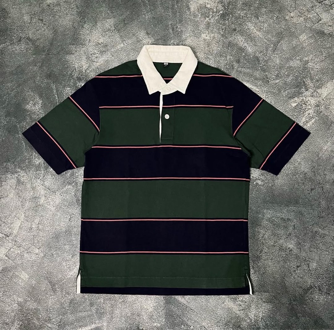 uniqlo salur rugby, Fesyen Pria, Pakaian , Atasan di Carousell