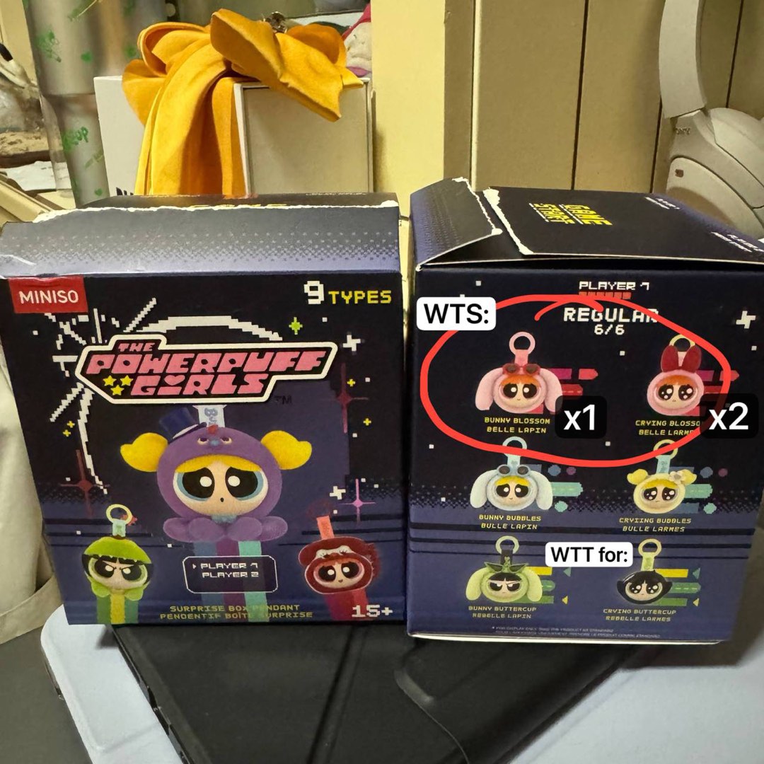 [WTS/WTT] Miniso Blind box Powerpuff Girls Bunny Crying Blossom Plush ...