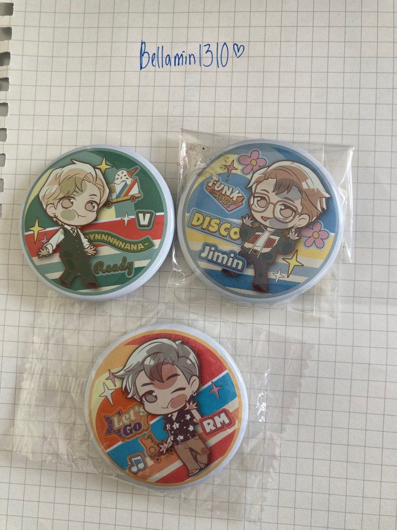 BTS Chibi Badges - V, Jimin, RM, Hobbies & Toys, Collectibles ...