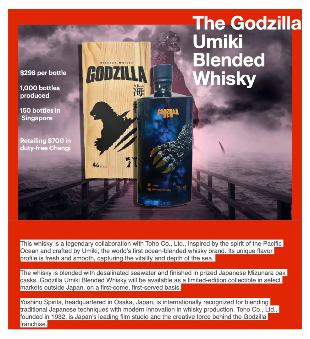 The Godzilla Umiki Blended Whisky! @ $298, Food & Drinks, Alcoholic ...