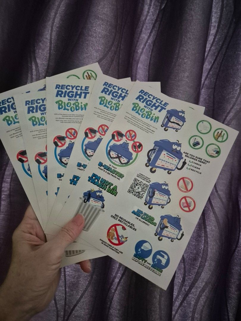 🆕️ alba / e-waste recycle stickers/ recycle right with bloobin, Hobbies ...