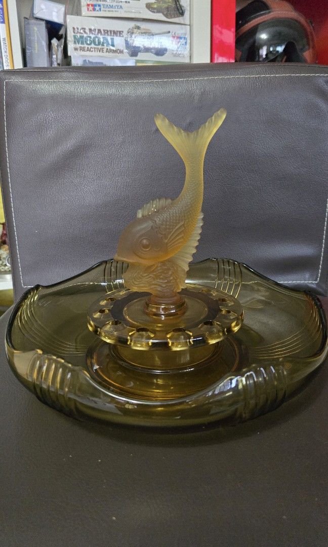 Art Deco Amber glass 'Poisson Volant' Flying Fish Float Bowl by Josef ...