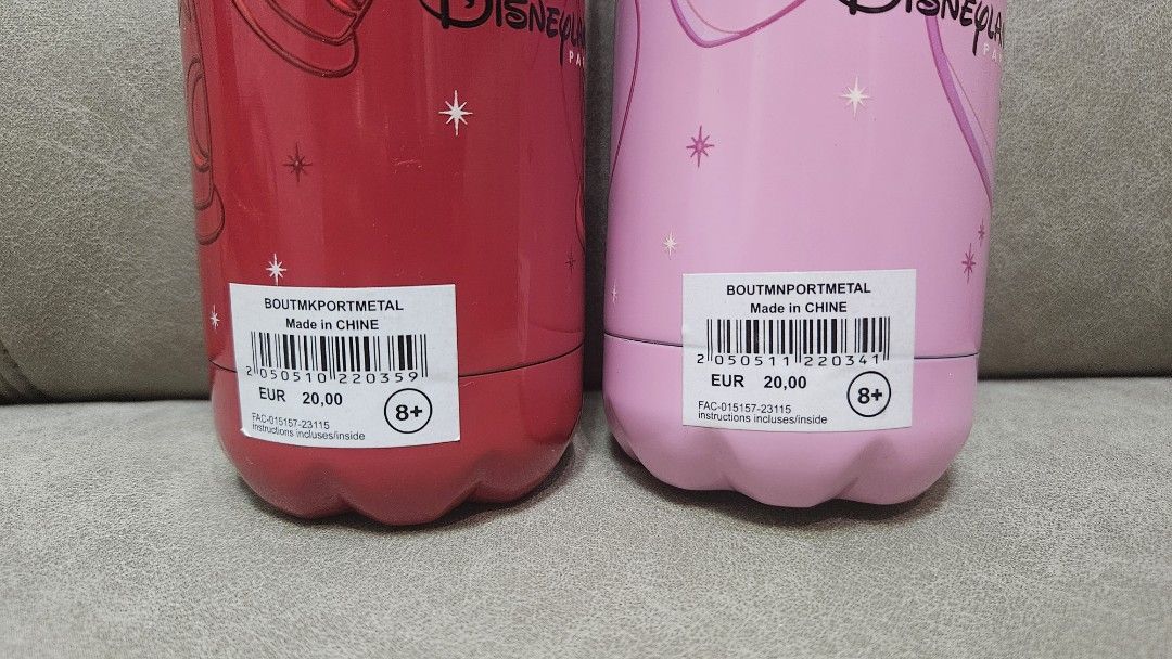 💯Authentic Disneyland Paris Minnie Mouse & Mickey Mouse Water Bottle ...