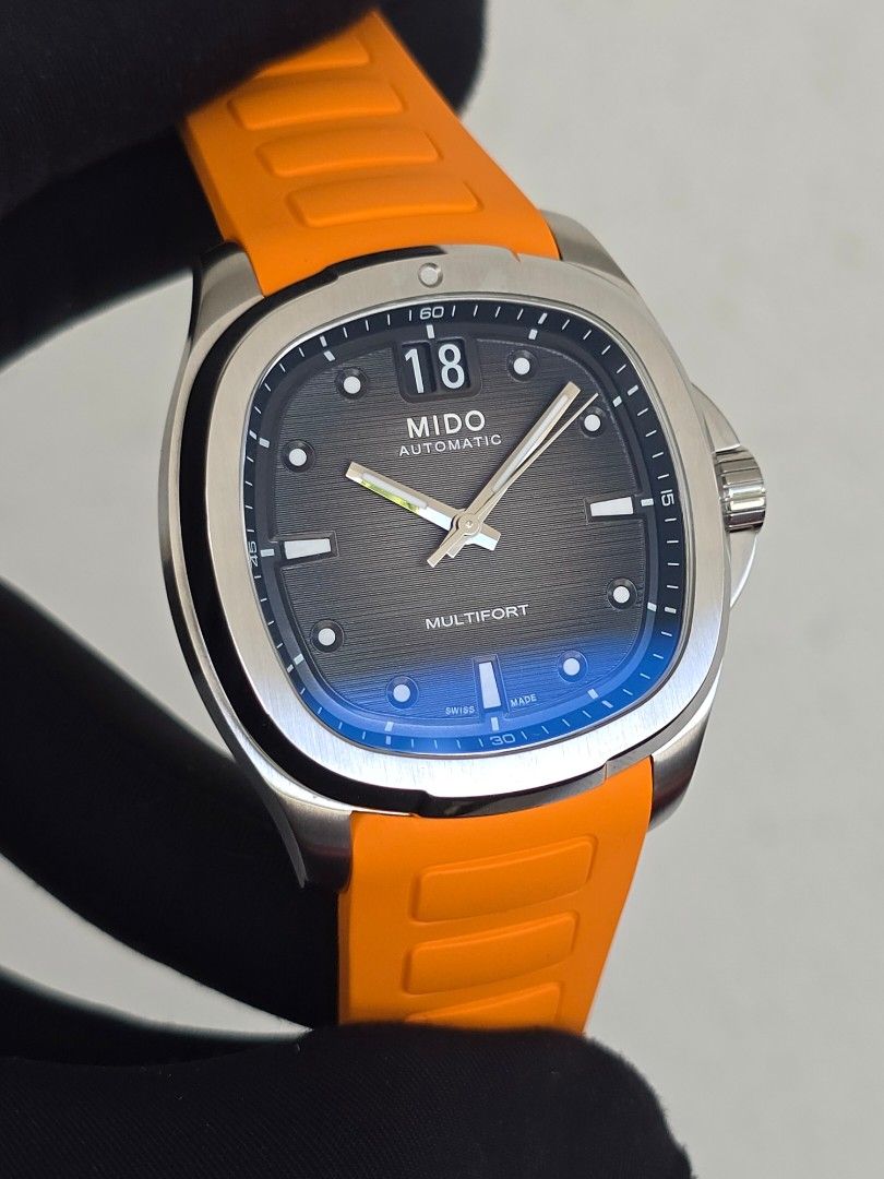 ALMOST NEW MIDO MULTIFORT TV BIG DATE ORANGE STRAP M049.526.17.081.00 ...