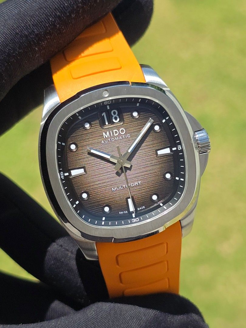 ALMOST NEW MIDO MULTIFORT TV BIG DATE ORANGE STRAP M049.526.17.081.00 ...